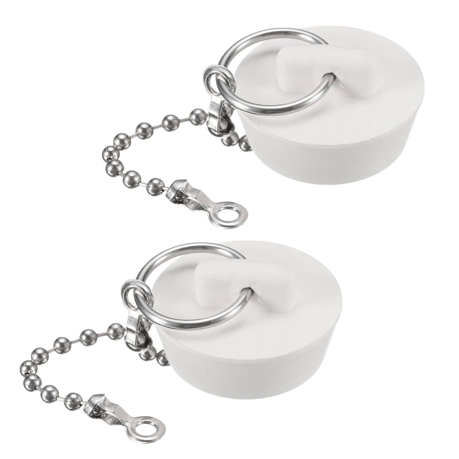 Uxcell 2Pcs Rubber Drain Stopper with Chain and Hanging Ring, Bathtub ...