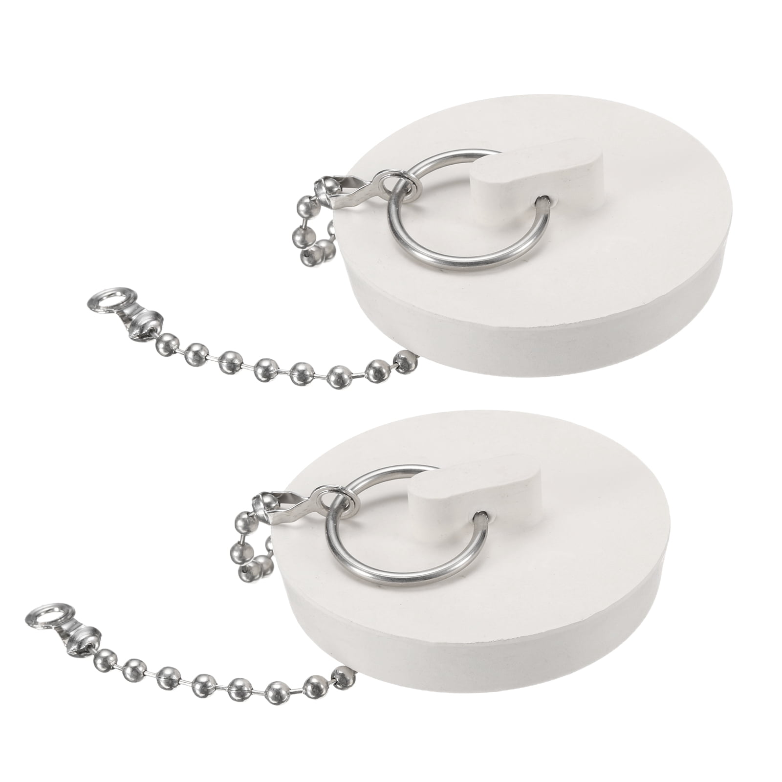 Uxcell 2Pcs Rubber Drain Stopper with Chain and Hanging Ring, Bathtub ...