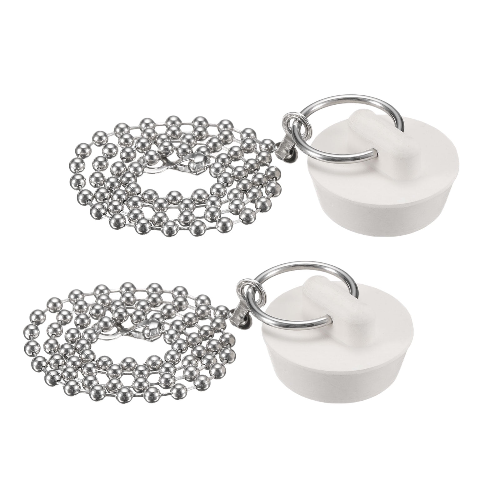 Uxcell 2Pcs Rubber Drain Stopper with Chain and Hanging Ring, Bathtub ...