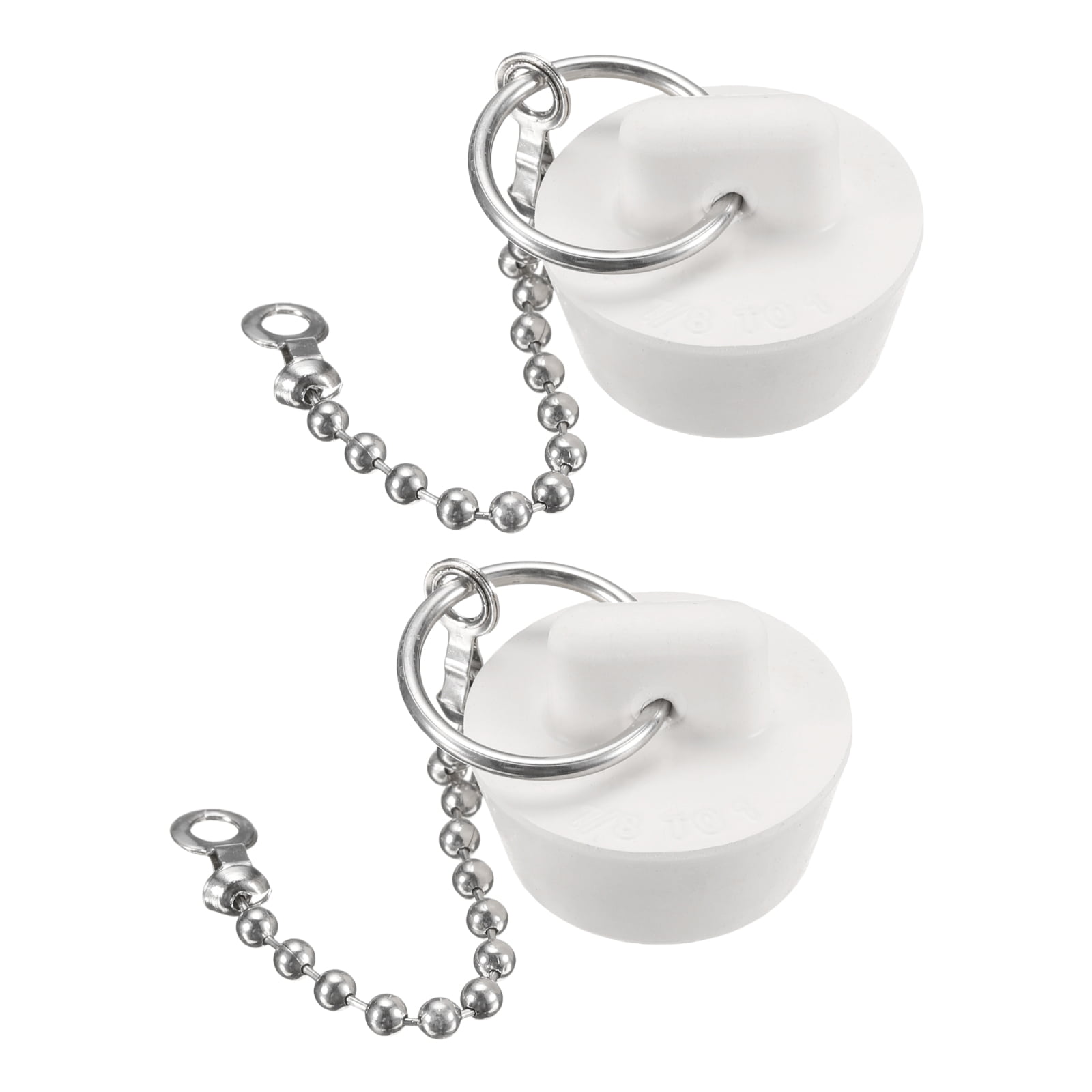 Uxcell 2Pcs Rubber Drain Stopper with Chain and Hanging Ring, Bathtub ...