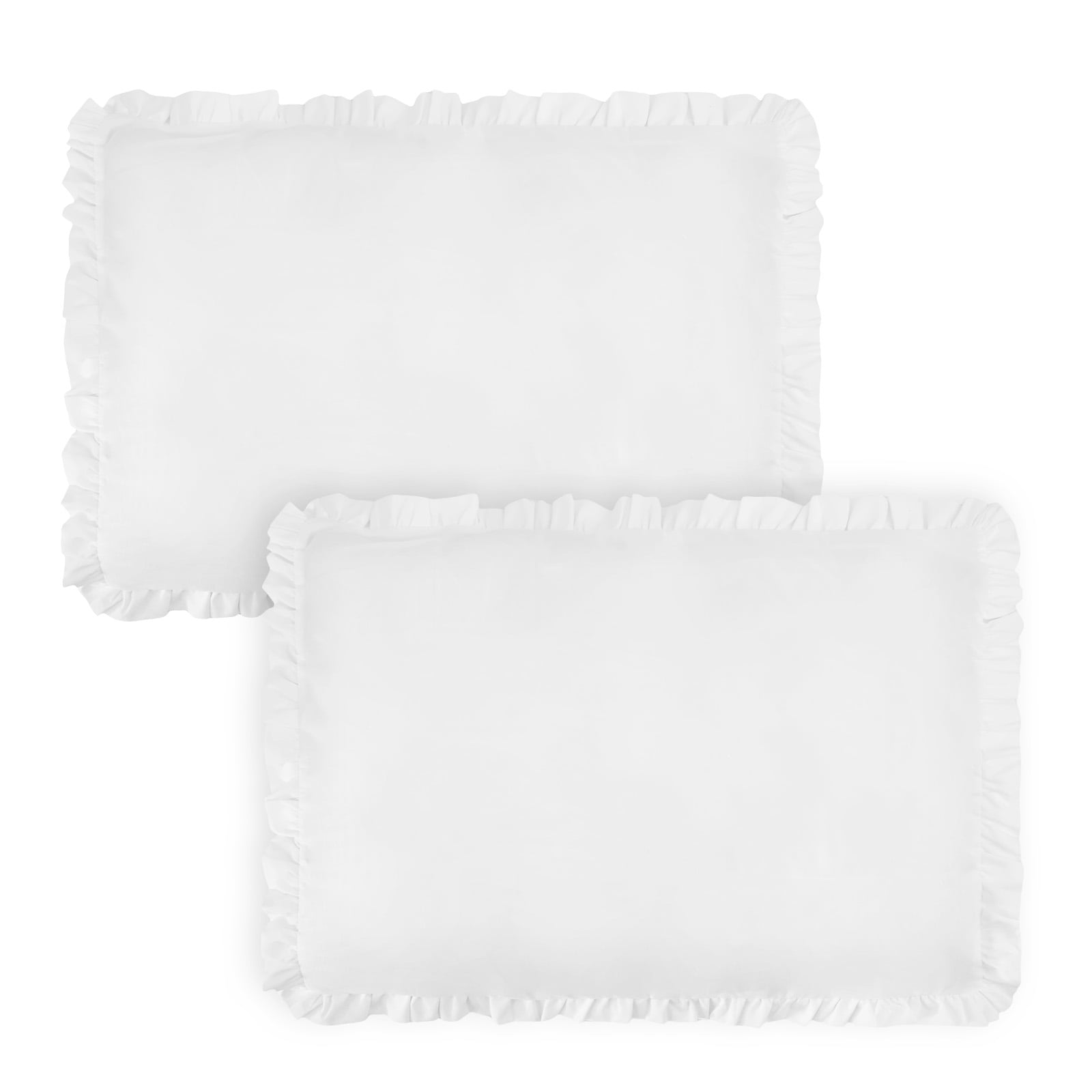 2Pcs Ruffled Pillow Case Set White Standard Size Ruffled Pillow Shams ...