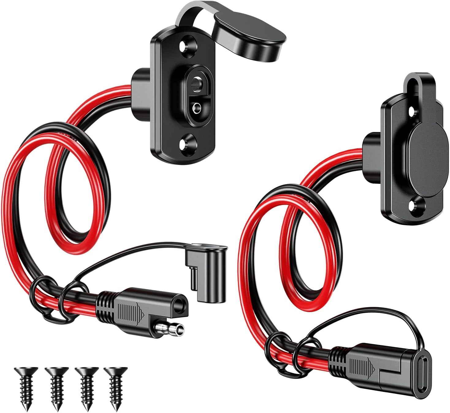 2Pcs SAE Quick Connector Harness, 1FT 12AWG SAE Adapter Male Plug to Female Socket Cable ...