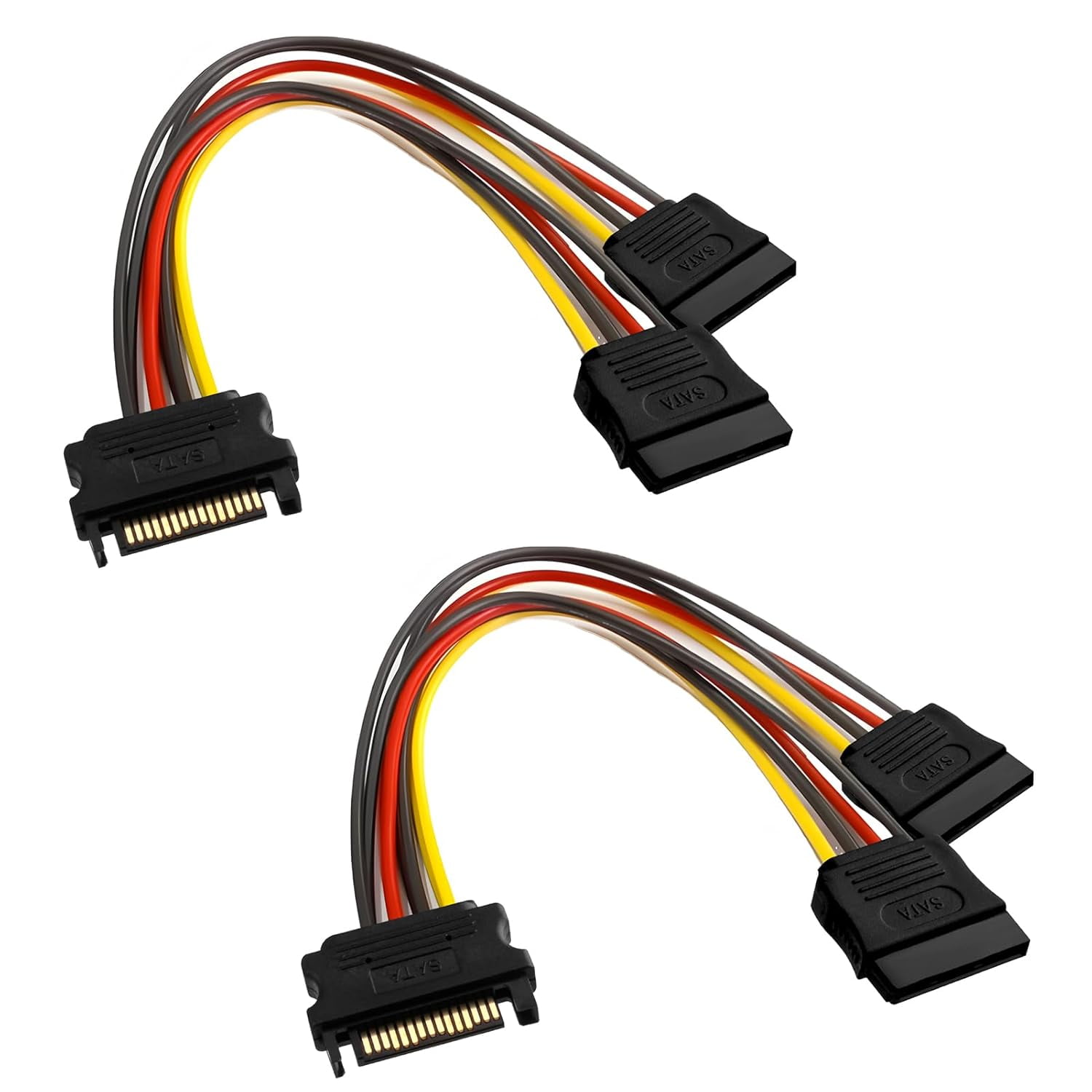 2Pcs SATA Power Splitter 15 Pin SATA Male To 2 SATA Female Power ...