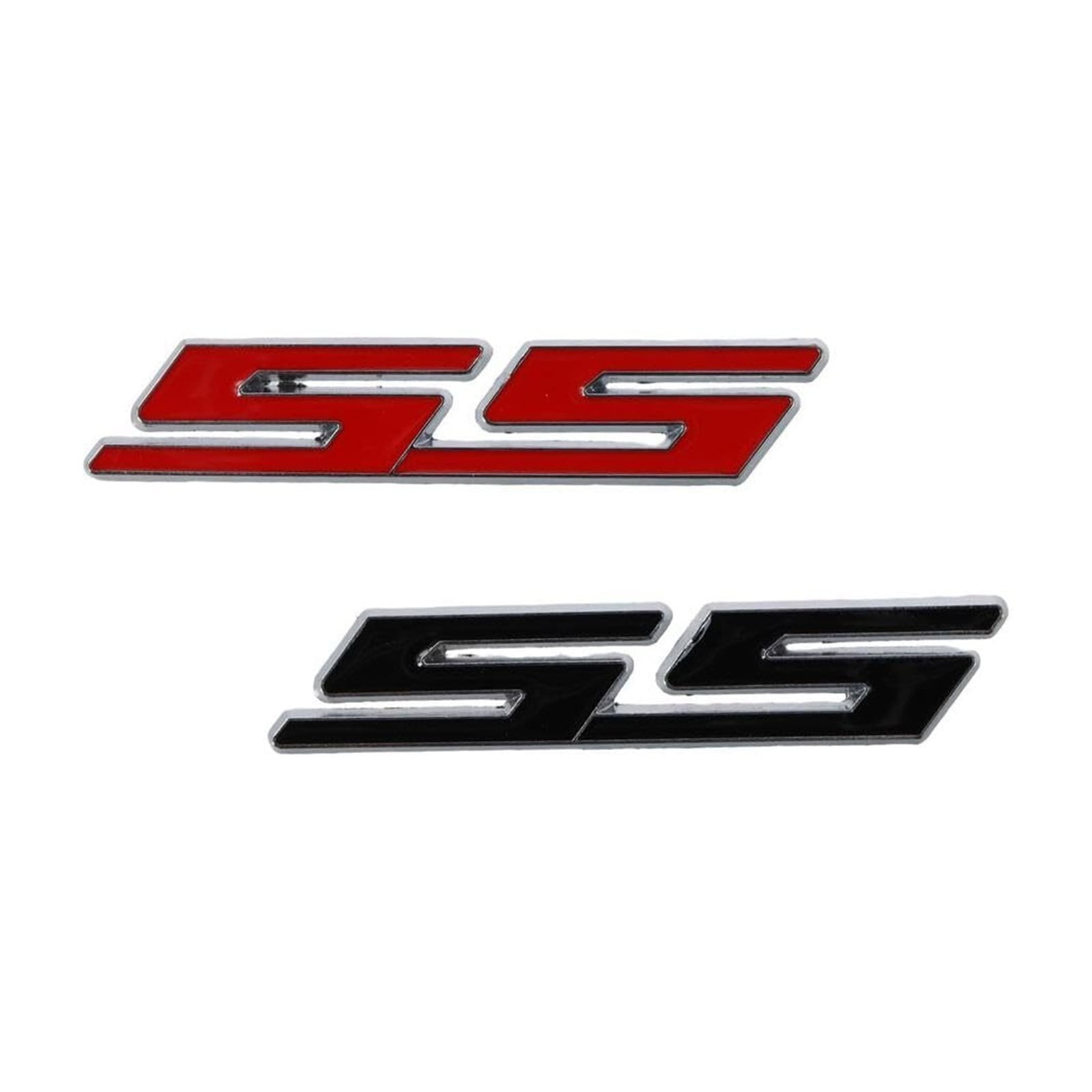 2Pcs SS Car Emblem 3D Metal Logo Badge Stickers Black and Red Side ...