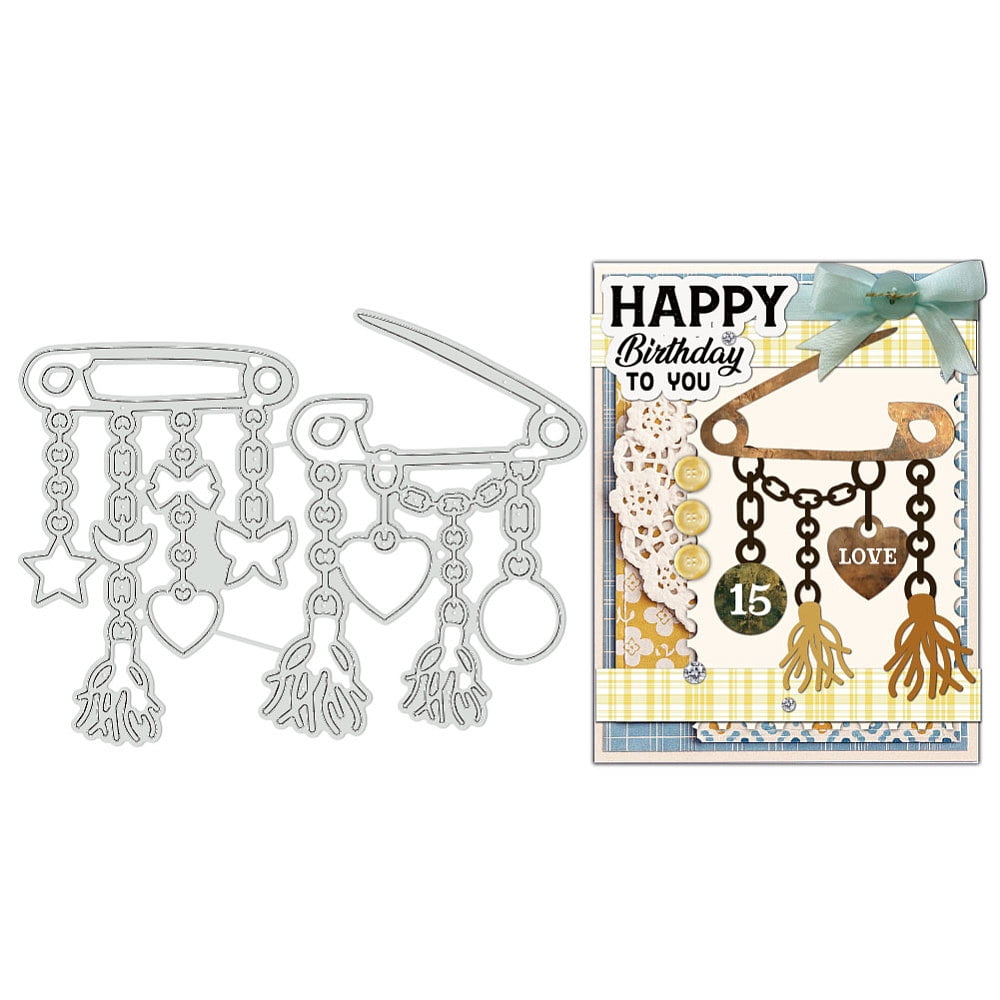 2Pcs Safety Pin Metal Cutting Dies for Card Making Tassel Pin Die Cuts ...