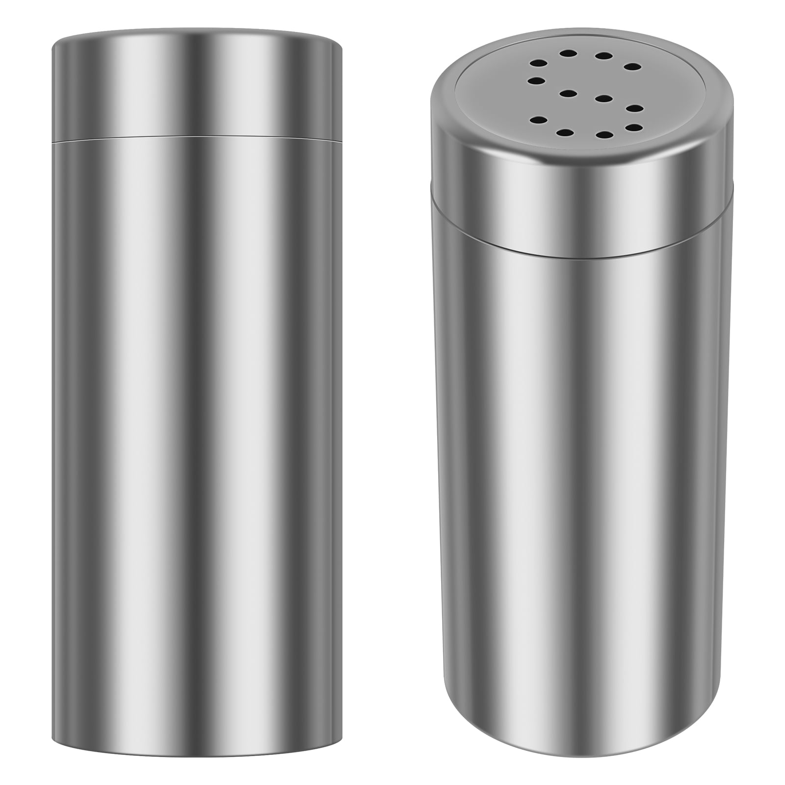 2Pcs Salt and Pepper Shakers Set Stainless Steel Spice Dispenser Shaker ...