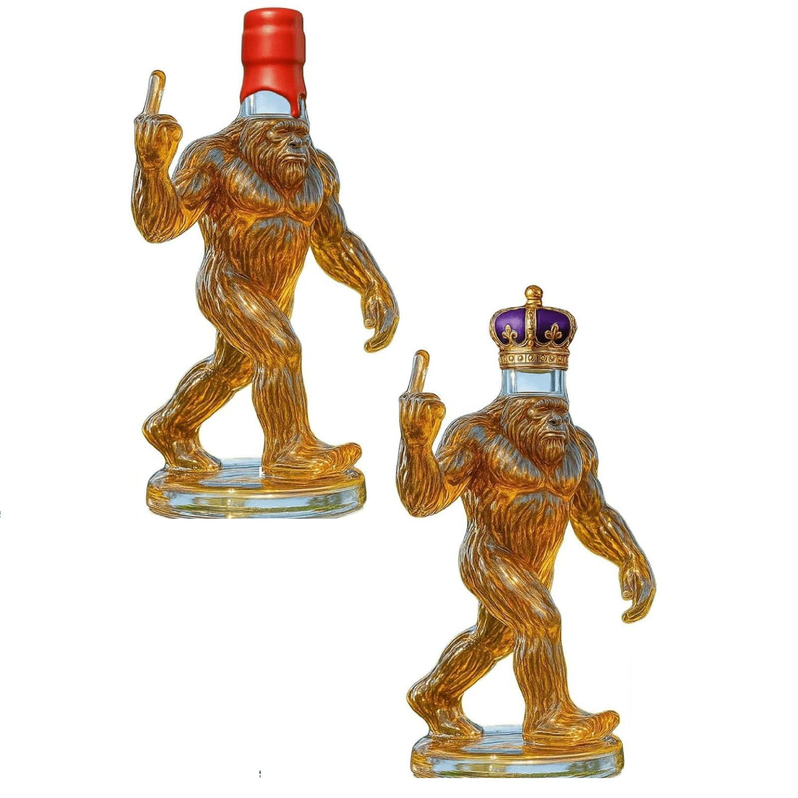 2Pcs Sasquatch Whiskey Decanter | New Fun Whiskey Sasquatch Bottle, 13 oz Glass Statue Bottle ...