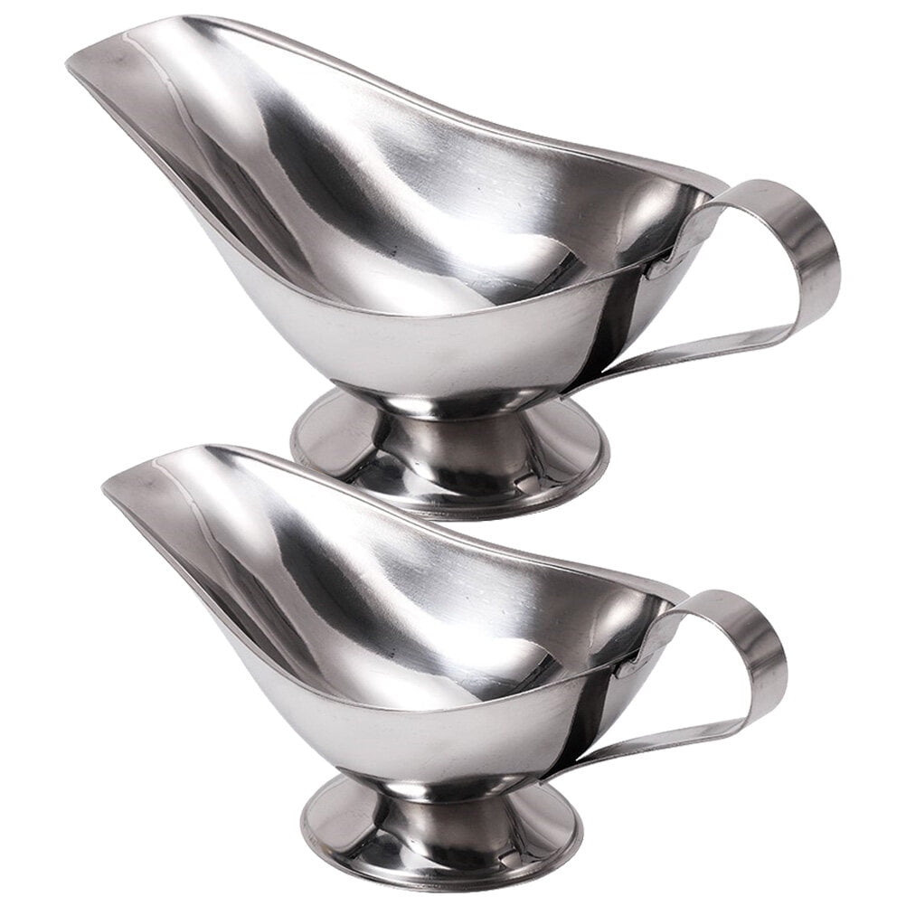 OUNONA Stainless Steel Gravy Boat, Silver, Dripless Spout, 2Pcs for ...