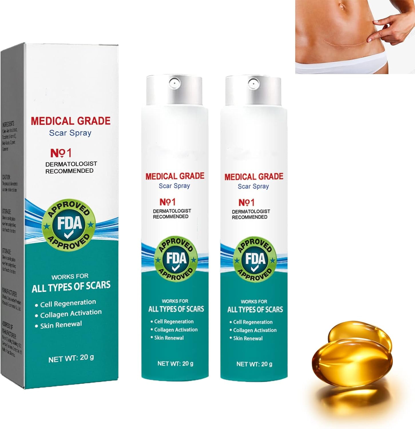 2Pcs Scar Remove Advanced Spray for All Types of Scars, Remove Dark ...