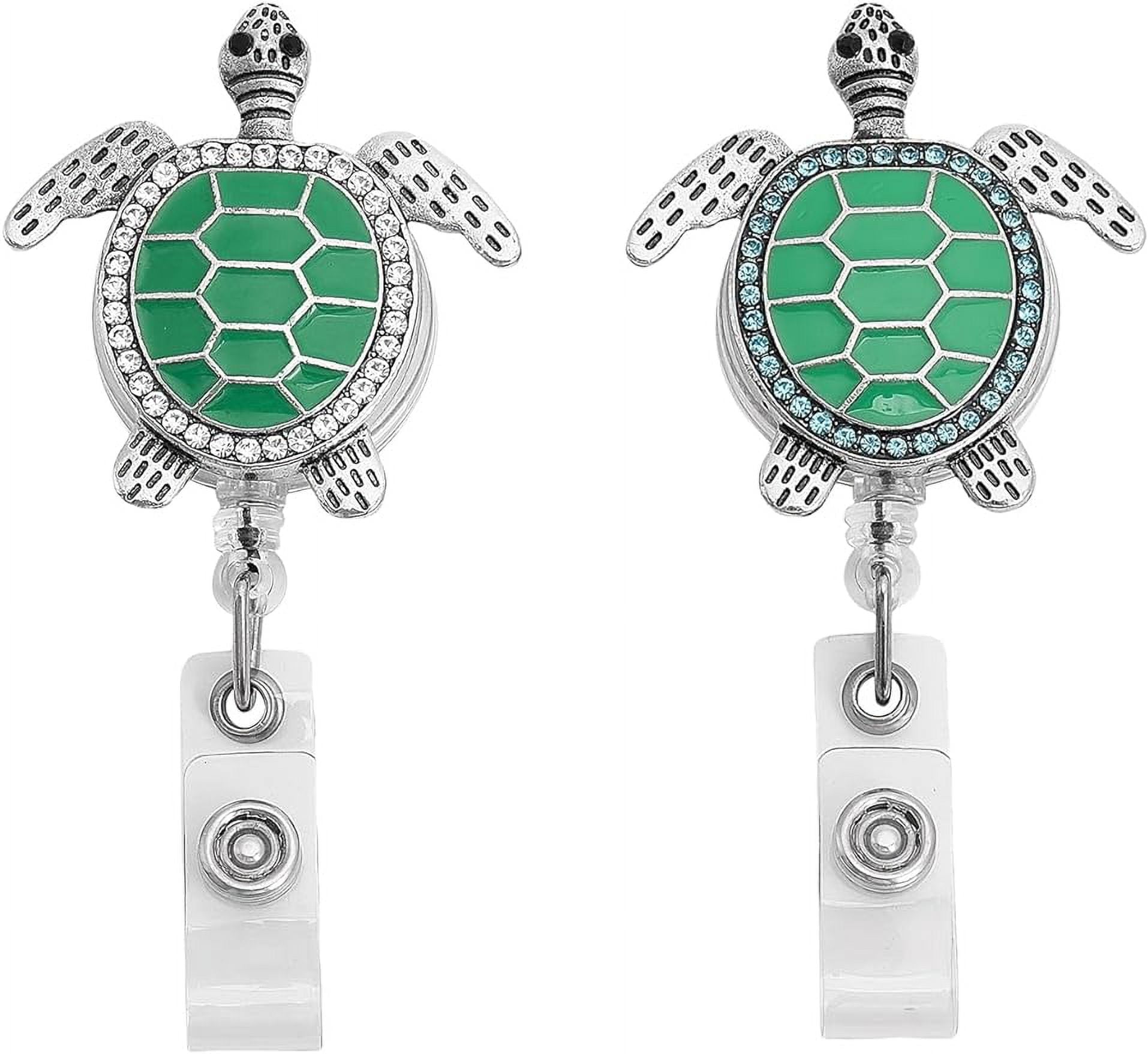 2Pcs Sea Turtle Retractable ID Badge Reel Name Card Holder Bling ...