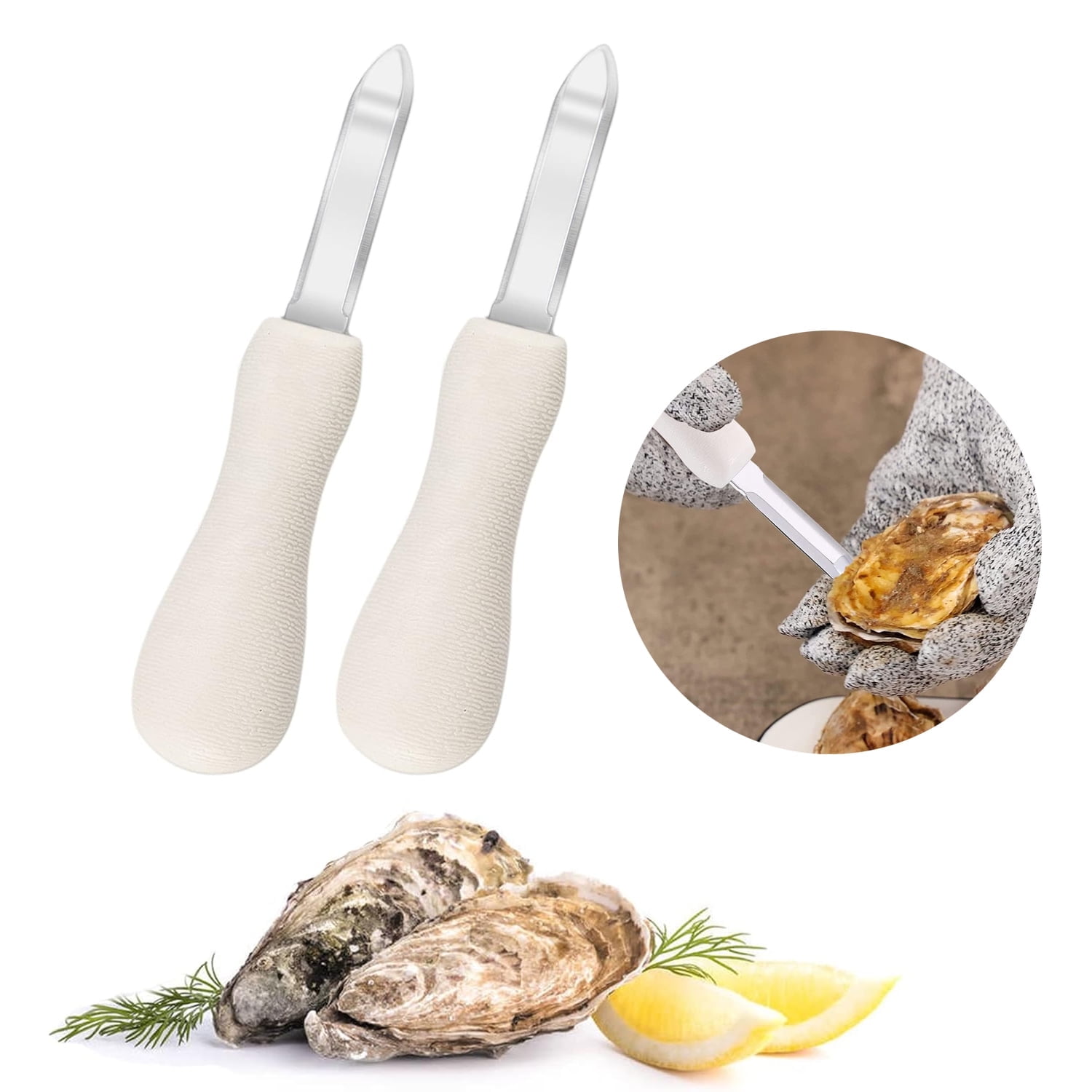 2Pcs Seafood Oyster Shellfish Knife, Stainless Steel Oyster Knife ...