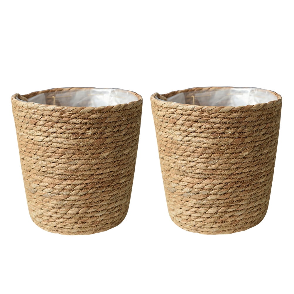 2Pcs Seagrass Basket Unique Flower Pots Covers Storage Baskets ...