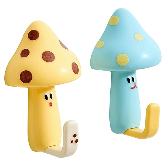 2Pcs Seamless Adhesive Wall Hooks, Mushroom Shape Multi Functional Coat ...