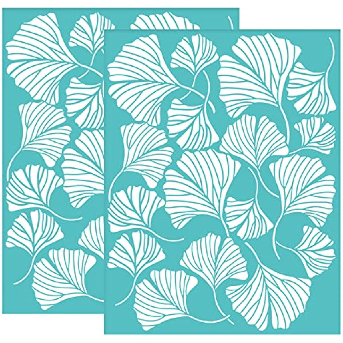 2Pcs Self-Adhesive Silk Screen Printing Stencil Ginkgo Leaves Pattern ...