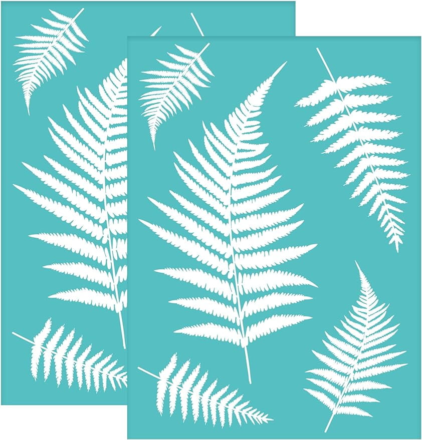 2Pcs Self-Adhesive Silk Screen Printing Stencil Leaf Stencils Plant ...