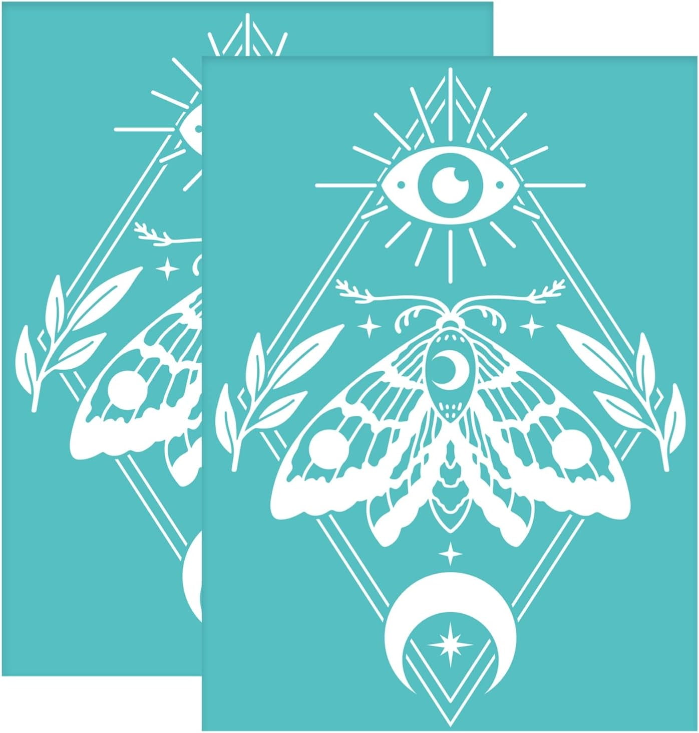 2Pcs Self-Adhesive Silk Screen Printing Stencil Sacred Moth Silk Screen ...
