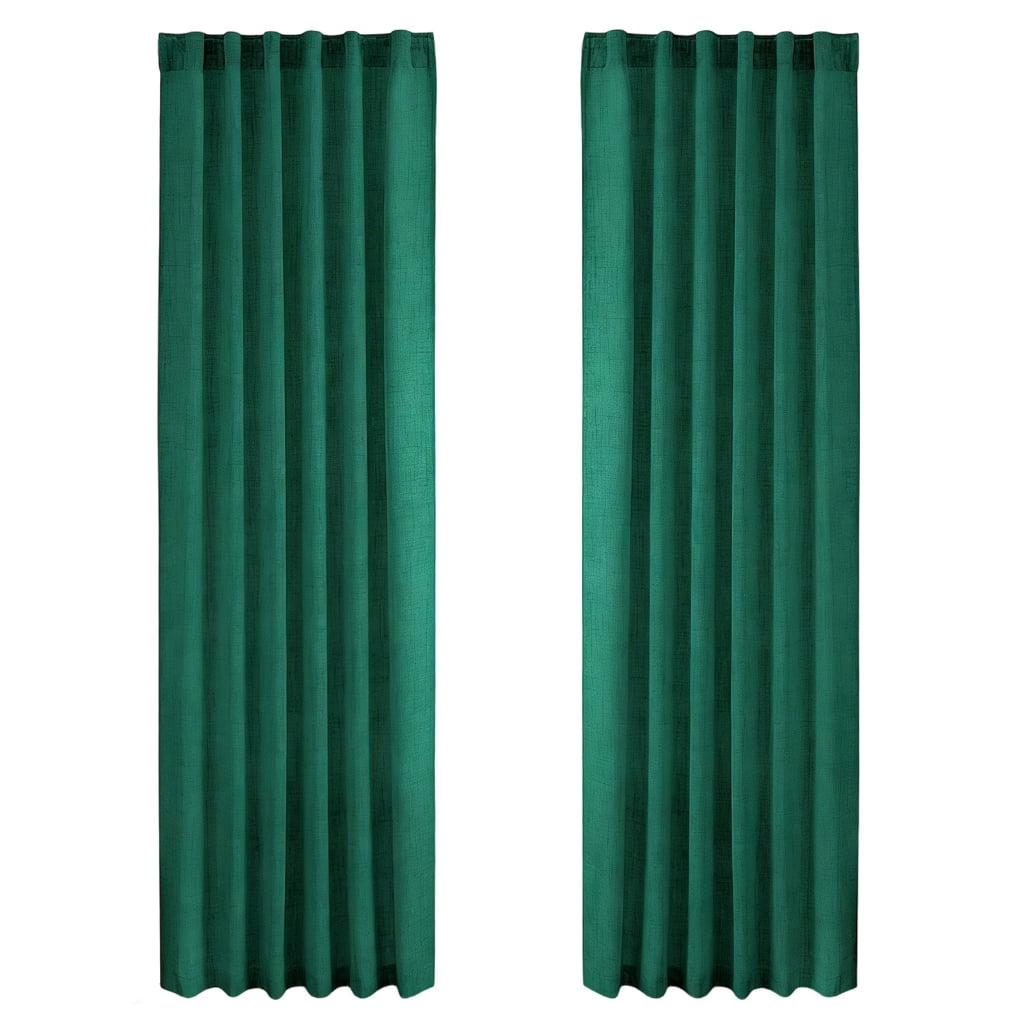 2Pcs Semi Sheer Faux Linen Curtains Light Filtering Privacy Back Tab ...