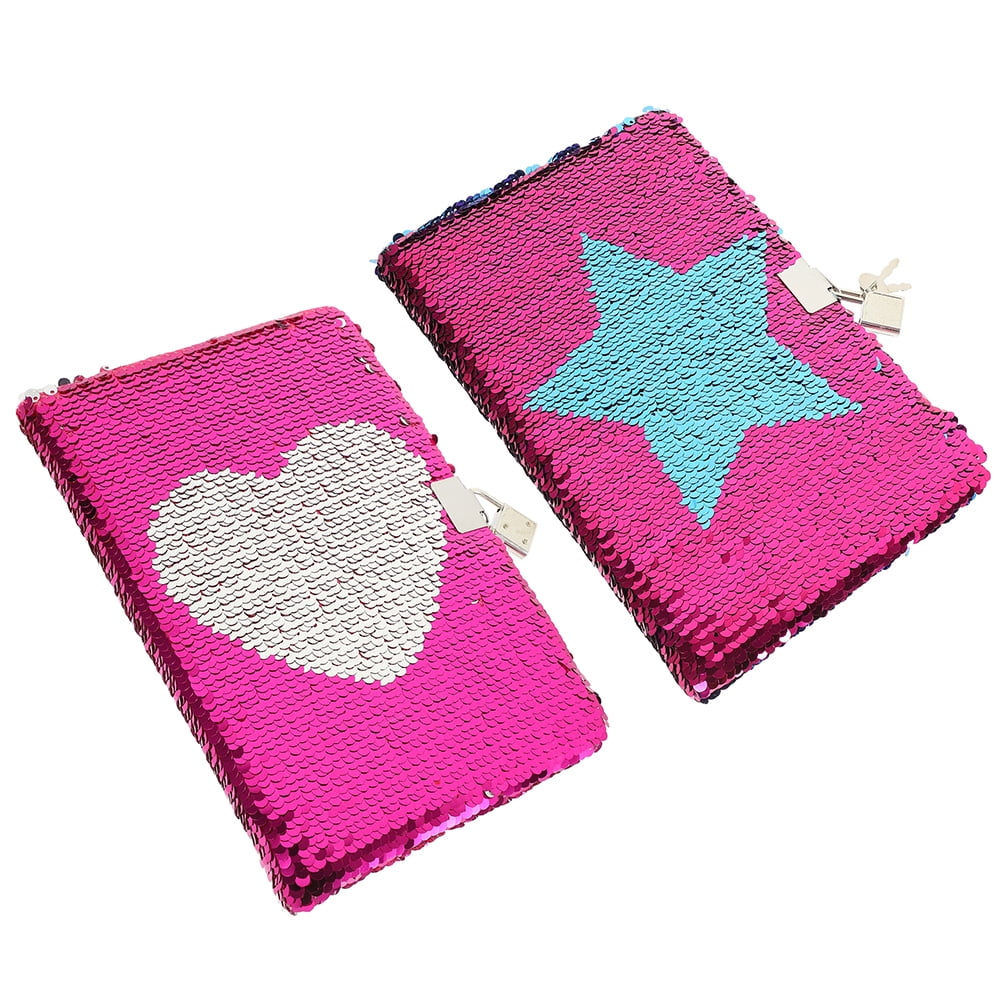 2Pcs Sequin Schedule Lockable Planner Notepad Sequin Notebook Small ...