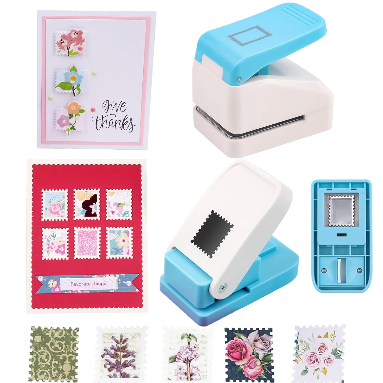 2Pcs /Set 1.1x0.9/1x0.8 Postage Stamp Embossing Punch; Punches Score ...