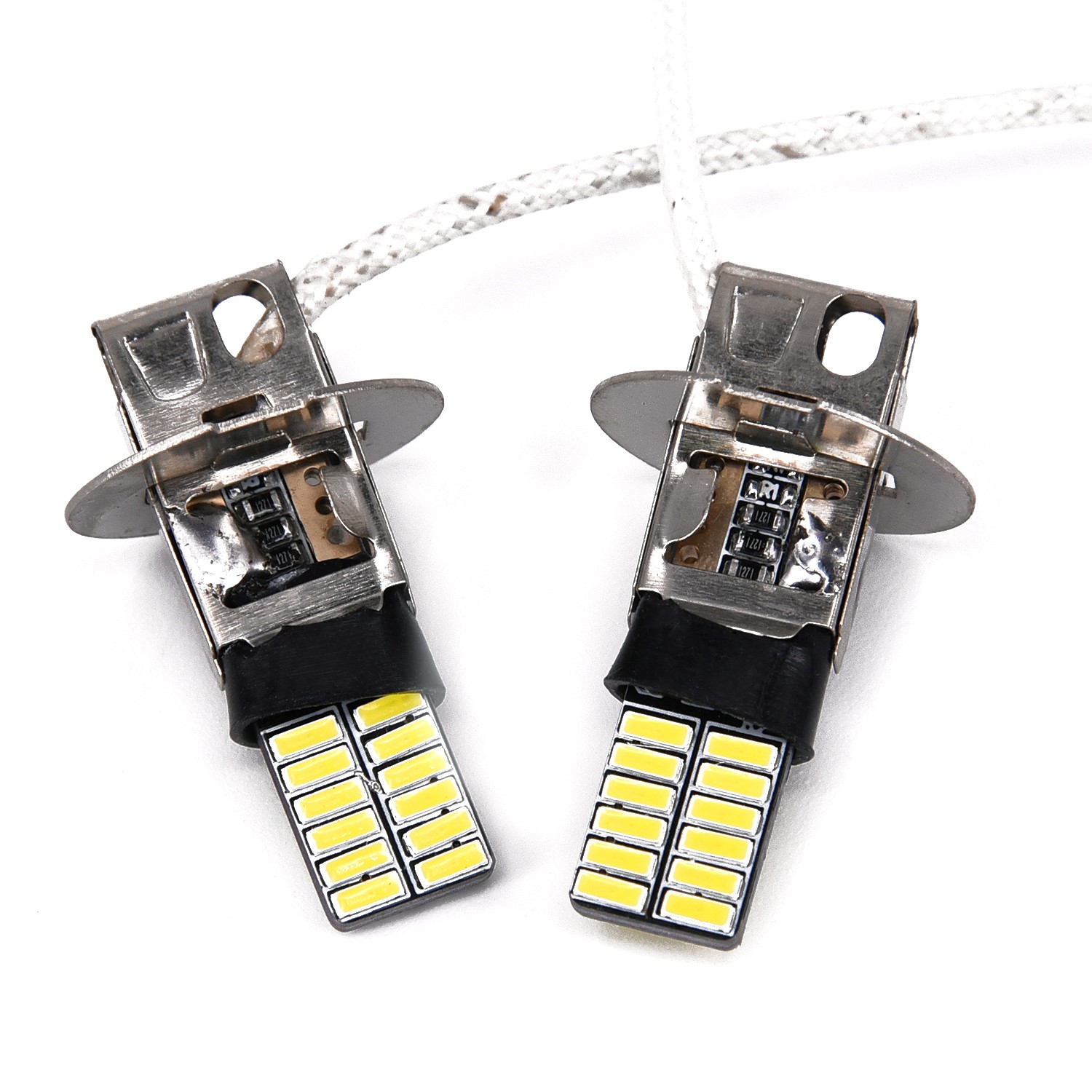 2Pcs Set 12V H3 White 24-For Smd 4014 Led High Power Bulb Drl Fog Light ...