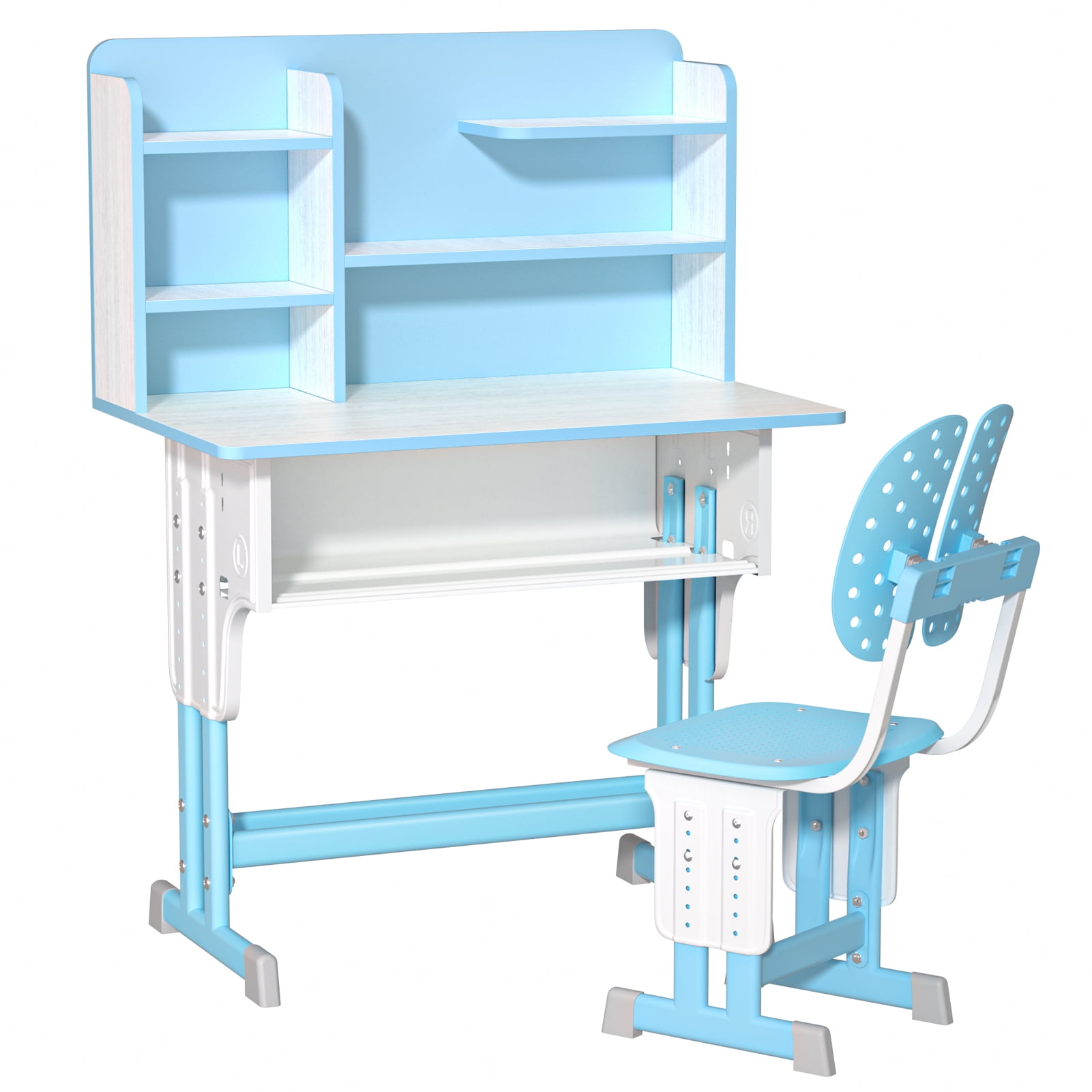 2Pcs/Set Kids Desk Chair Set, Adjustable Height School Leaning Table ...