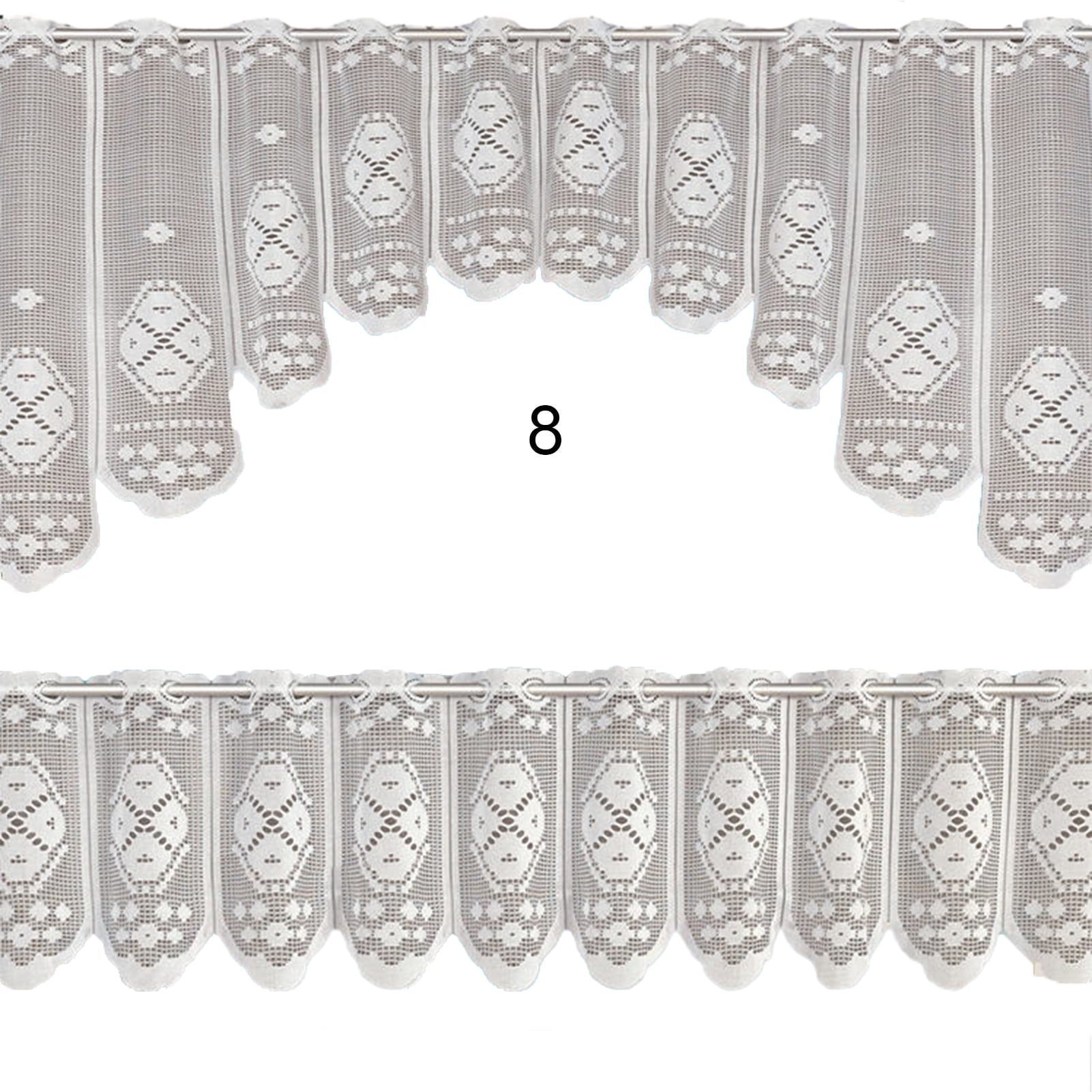 2Pcs/Set Lace Curtain Translucent Lace Design Vintage Style 2 Tier Cafe ...