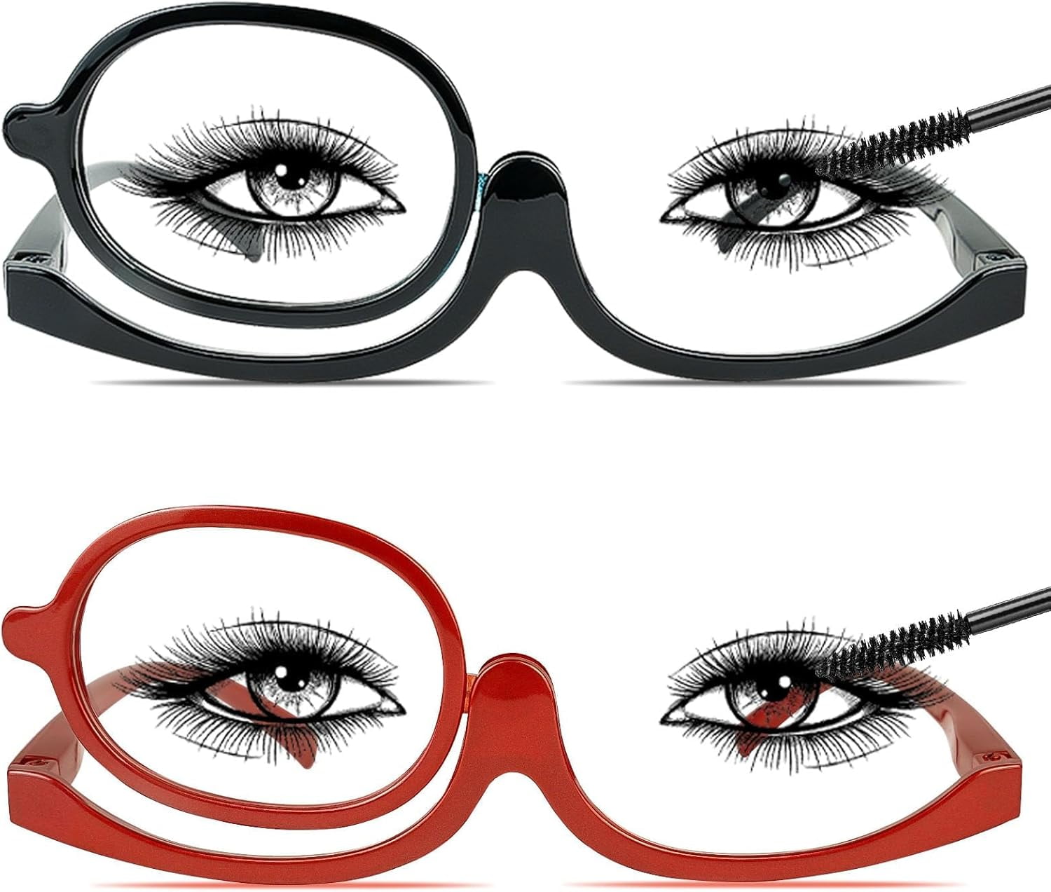 2Pcs/Set Makeup Reading Glasses for Women Magnifying Flip Down Cosmetic ...