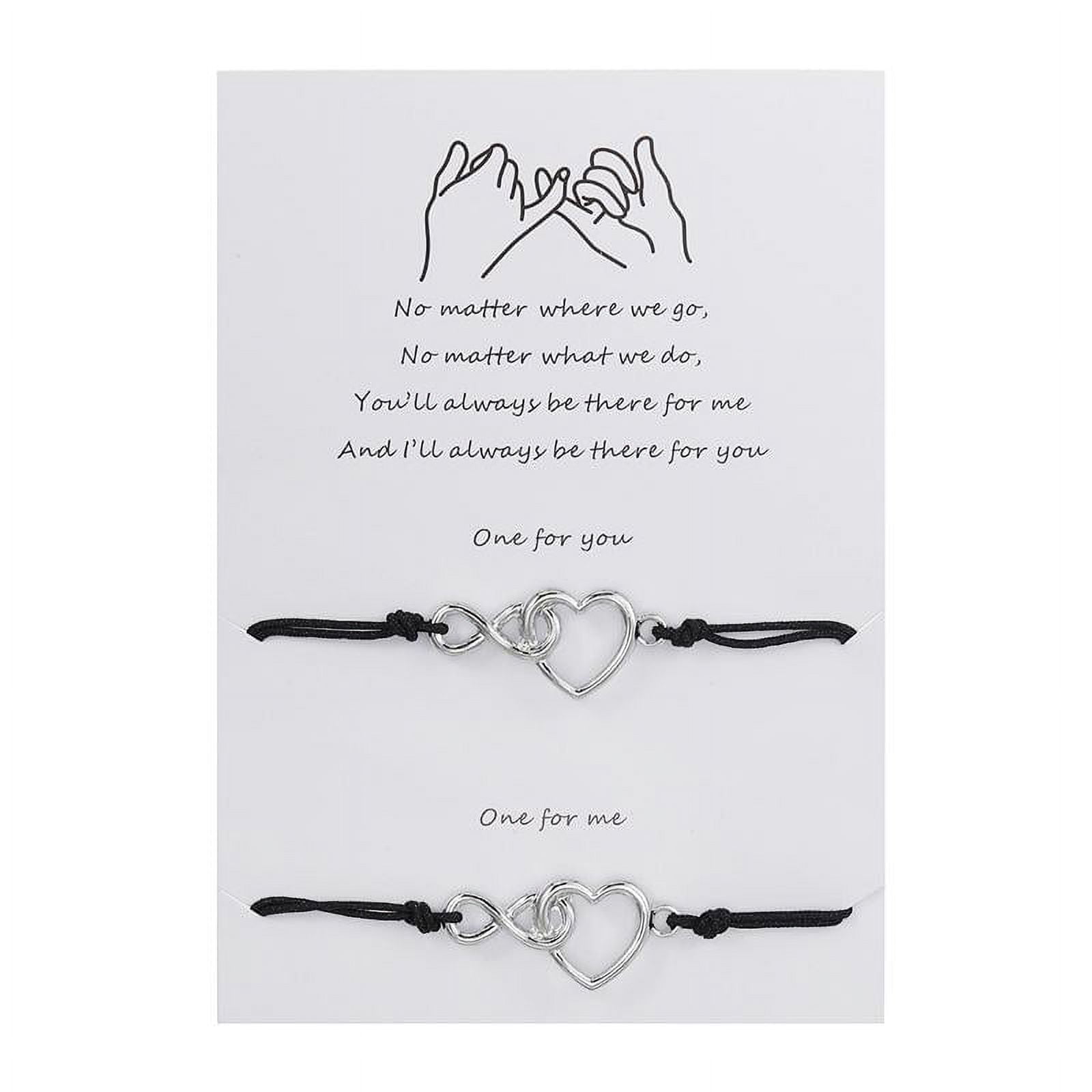 2Pcs/Set Matching Bracelets Heart for Infinity Charm Hand Rope for ...