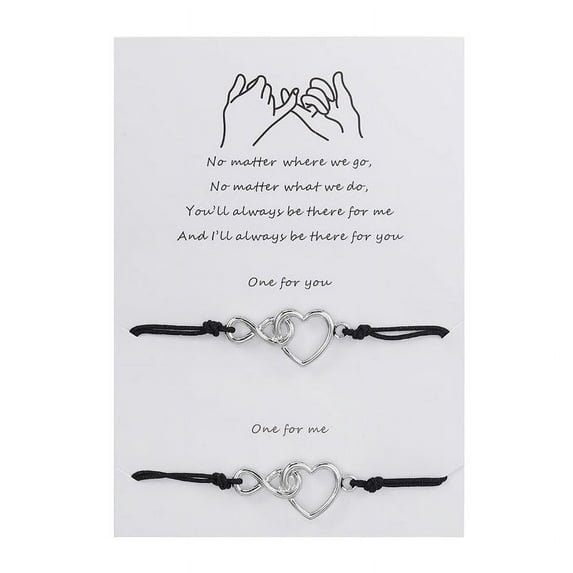 2Pcs/Set Matching Bracelets Heart for Infinity Charm Hand Rope for ...