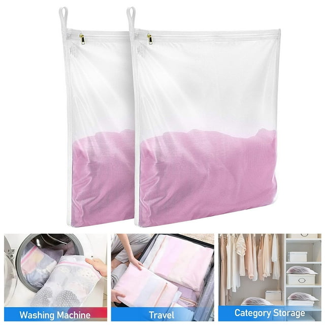 2Pcs/Set Mesh Laundry Bag for Delicates with Zipper, Mesh Wash Bag ...