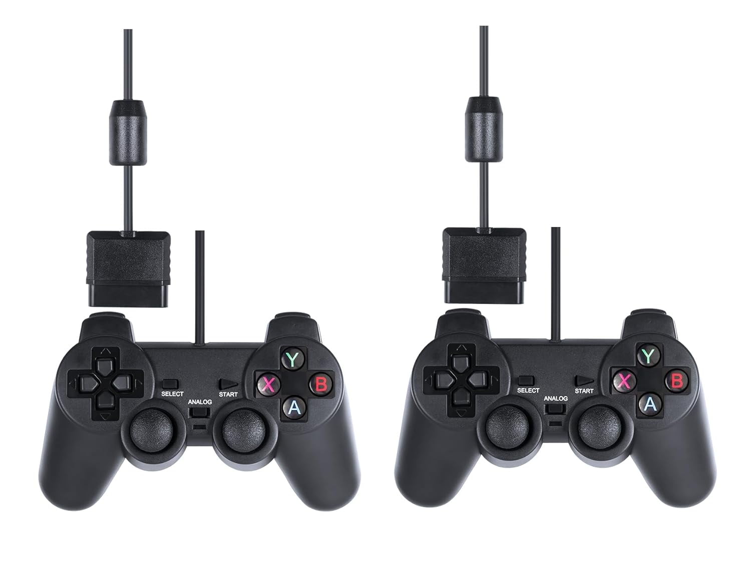 2Pcs Set PS2 controller Dual-Vibration Joystick Gamepad Wired Game ...