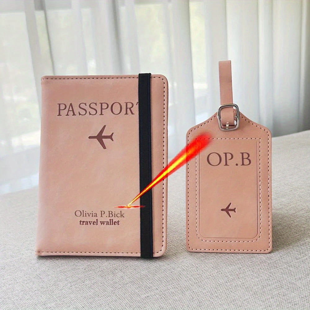 2Pcs/Set Personalized Name Travel Passport Cover Holder Case and ...