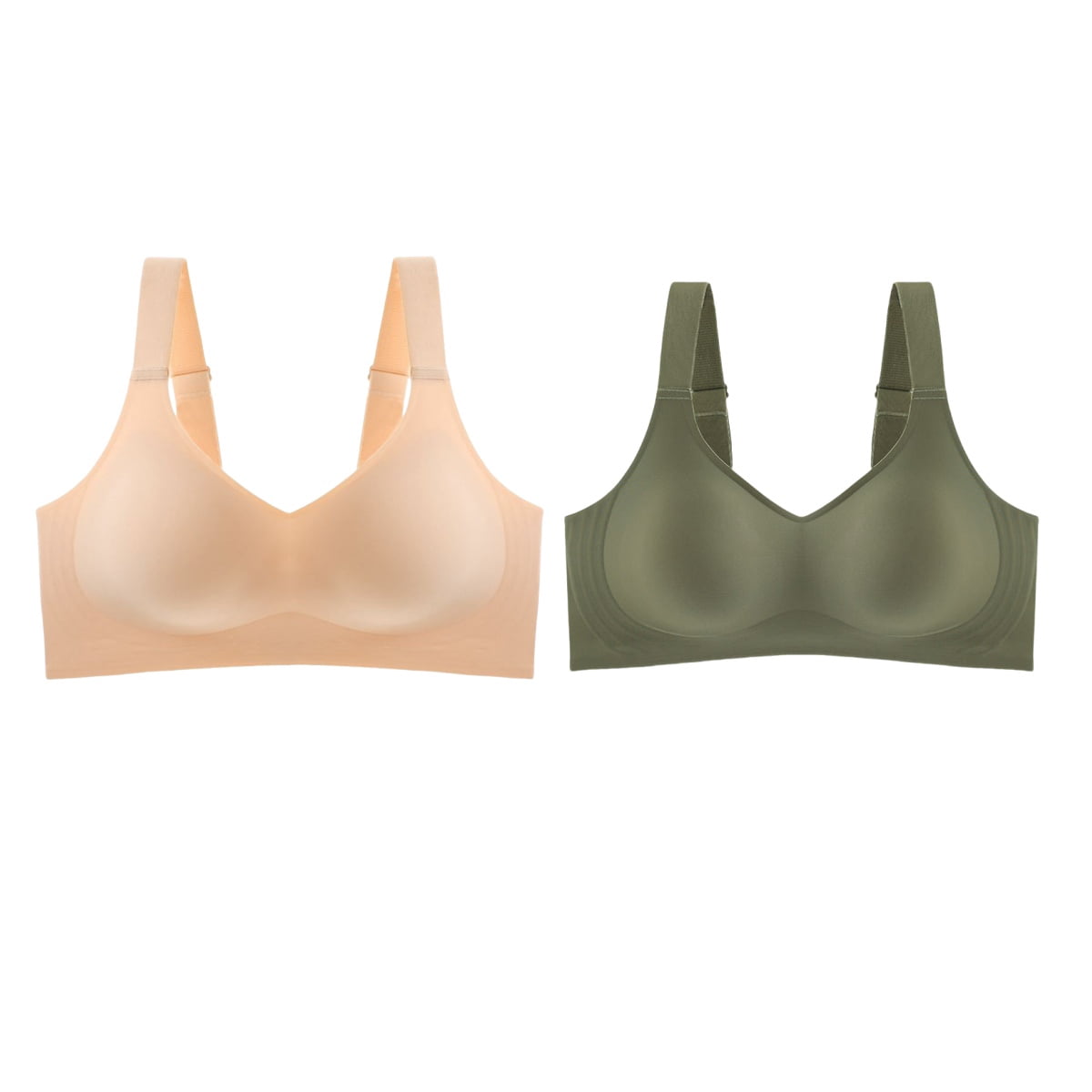 2Pcs/Set Seamless Bras For Women Padded Bra Tops Wireless Underwear ...