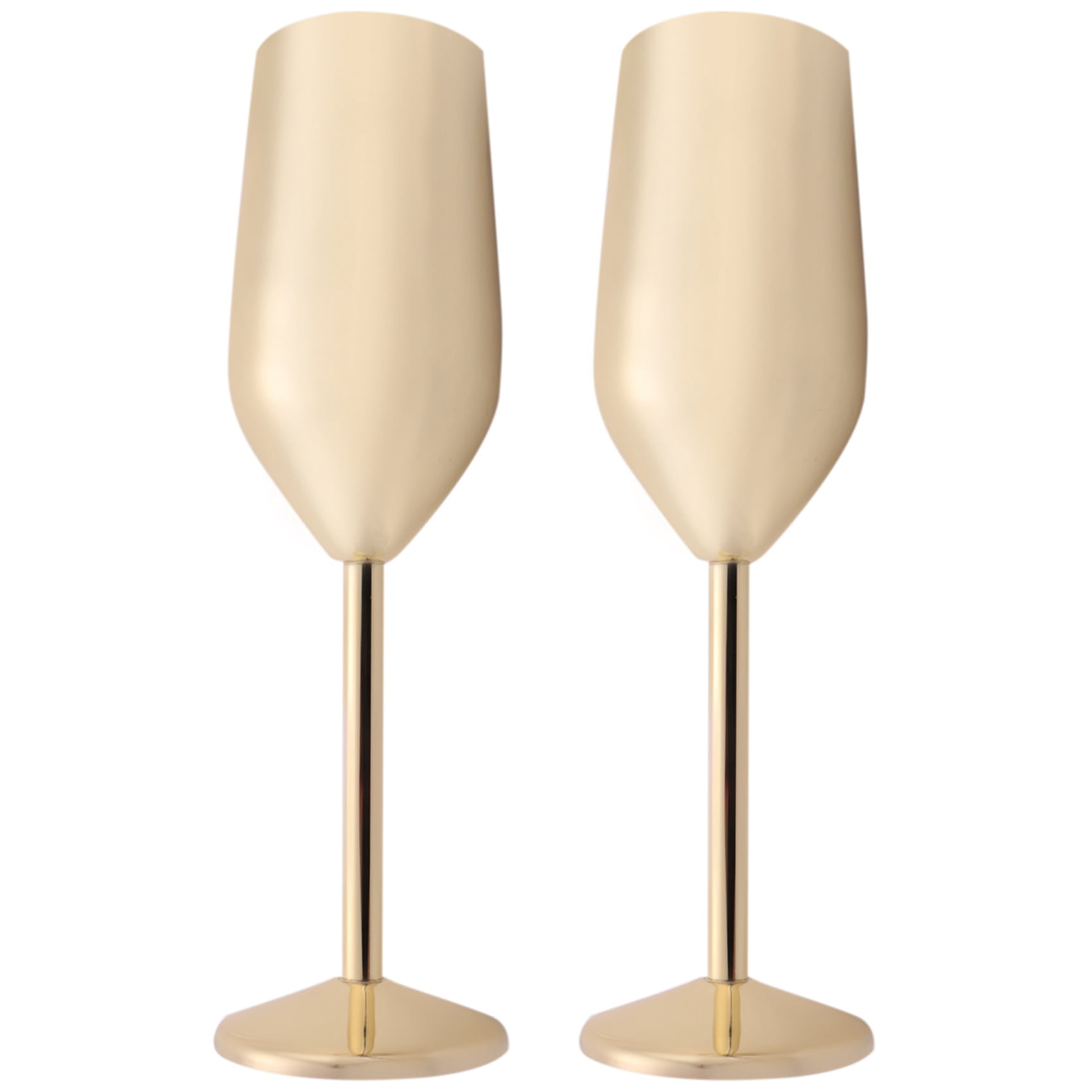 2Pcs/Set Shatterproof Stainless Champagne Glasses Brushed Gold Wedding ...