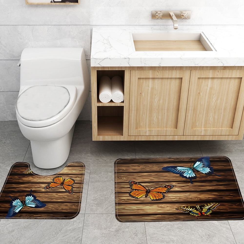 2Pcs/Set Soft Memory Foam Bathroom Rugs Non-Slip Water Absorbent Brown ...