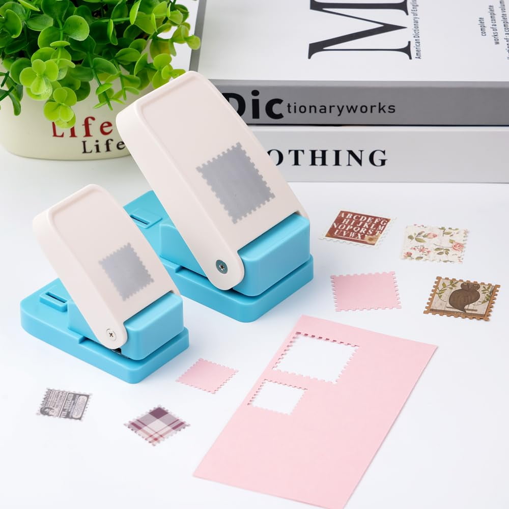 2Pcs/Set Stamp Puncher 1.25x1.5inch &1x0.8inch Rectangular Postage ...