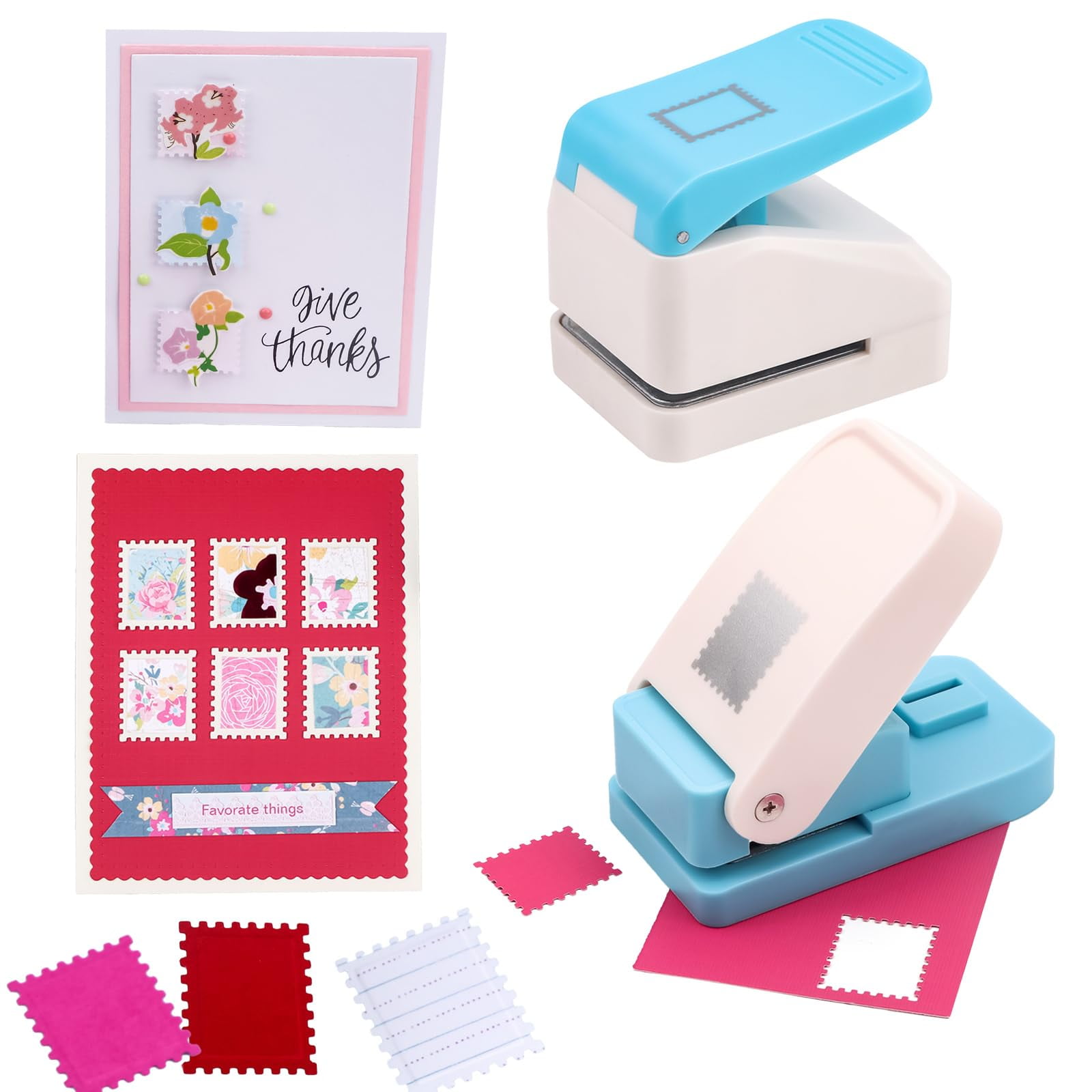 2Pcs/Set Stamp Puncher 1.25x1.5inch &1x0.8inch Rectangular Postage ...