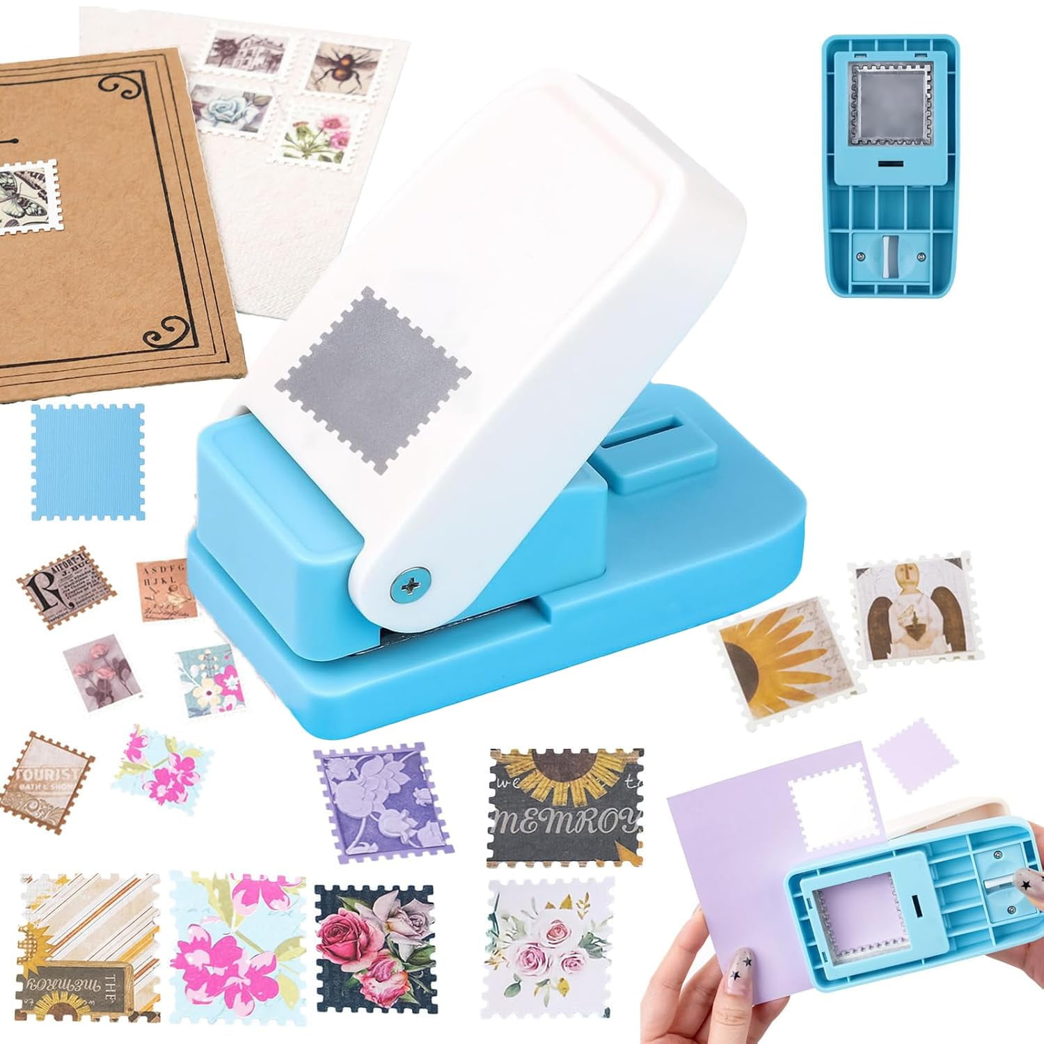 2Pcs/Set Stamp Puncher 1.25x1.5inch &1x0.8inch Rectangular Postage ...