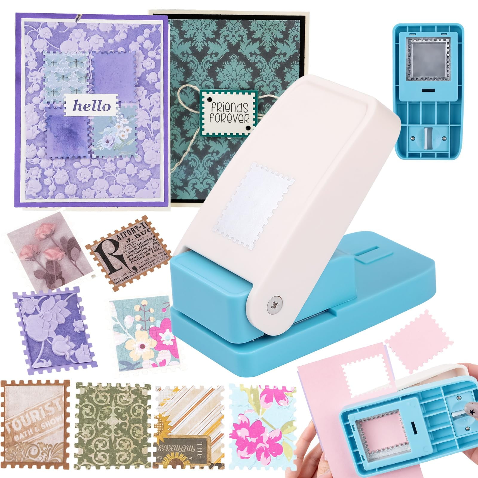 2Pcs/Set Stamp Puncher 1.25x1.5inch &1x0.8inch Rectangular Postage ...