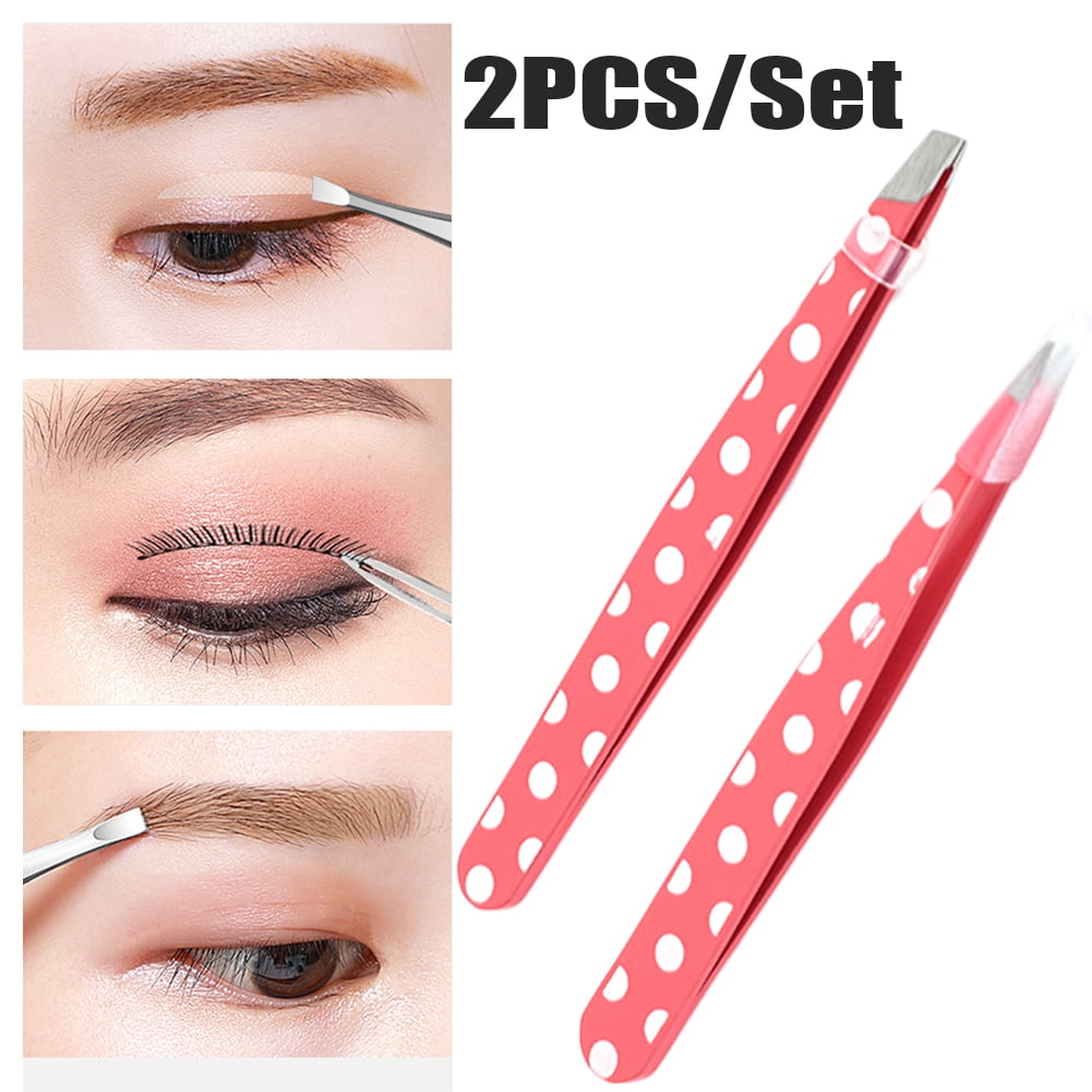 2Pcs/Set Tweezers for Women - Slant Pointed Precision Tweezers for ...