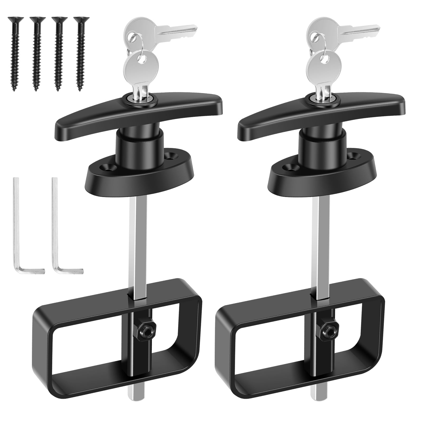 2Pcs Shed Door Latch T Handle Lock Kit with 4 Keys and 4 Screws 5-1 ...
