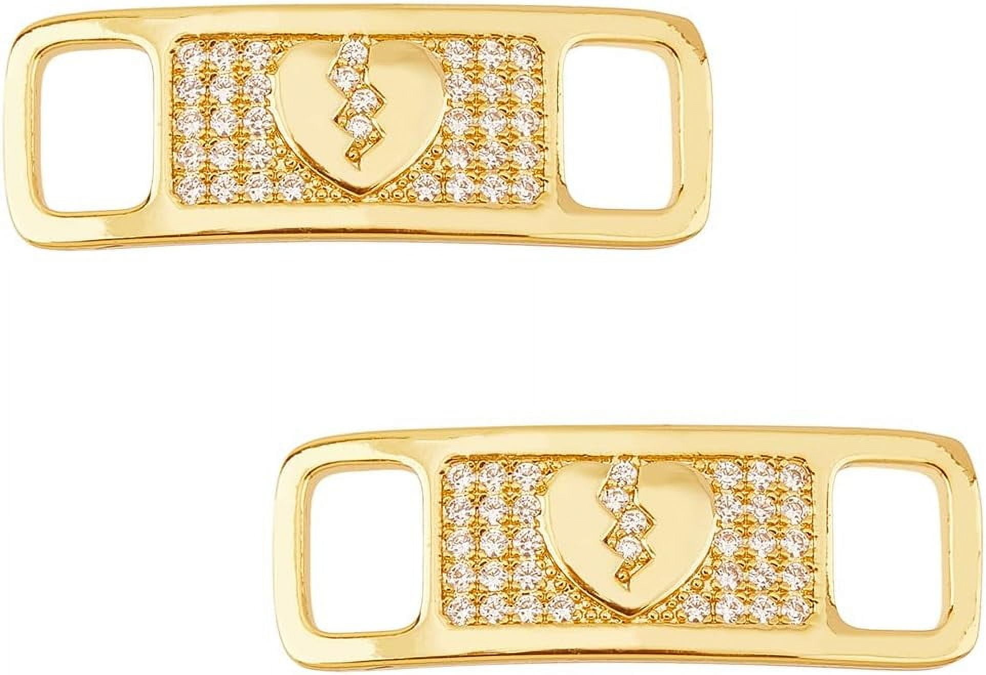 2Pcs Shoelace Buckle Charm Shoe Lac-Tag Sneaker Charms Golden Heart ...