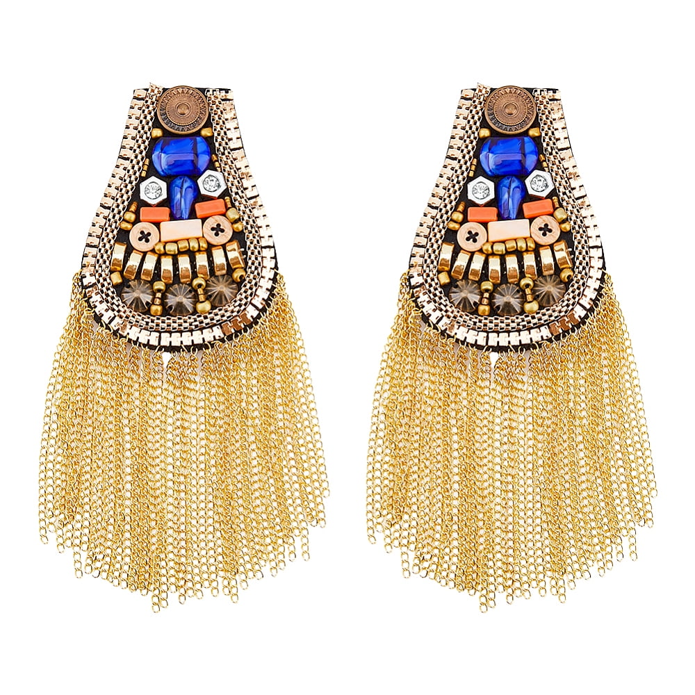 2Pcs Shoulder Brooch Badge Rhinestone Tassel Shoulder Epaulet Blazer ...