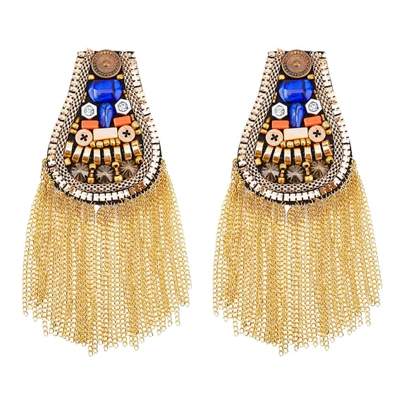 2Pcs Shoulder Brooch Badge Rhinestone Tassel Shoulder Epaulet Blazer ...