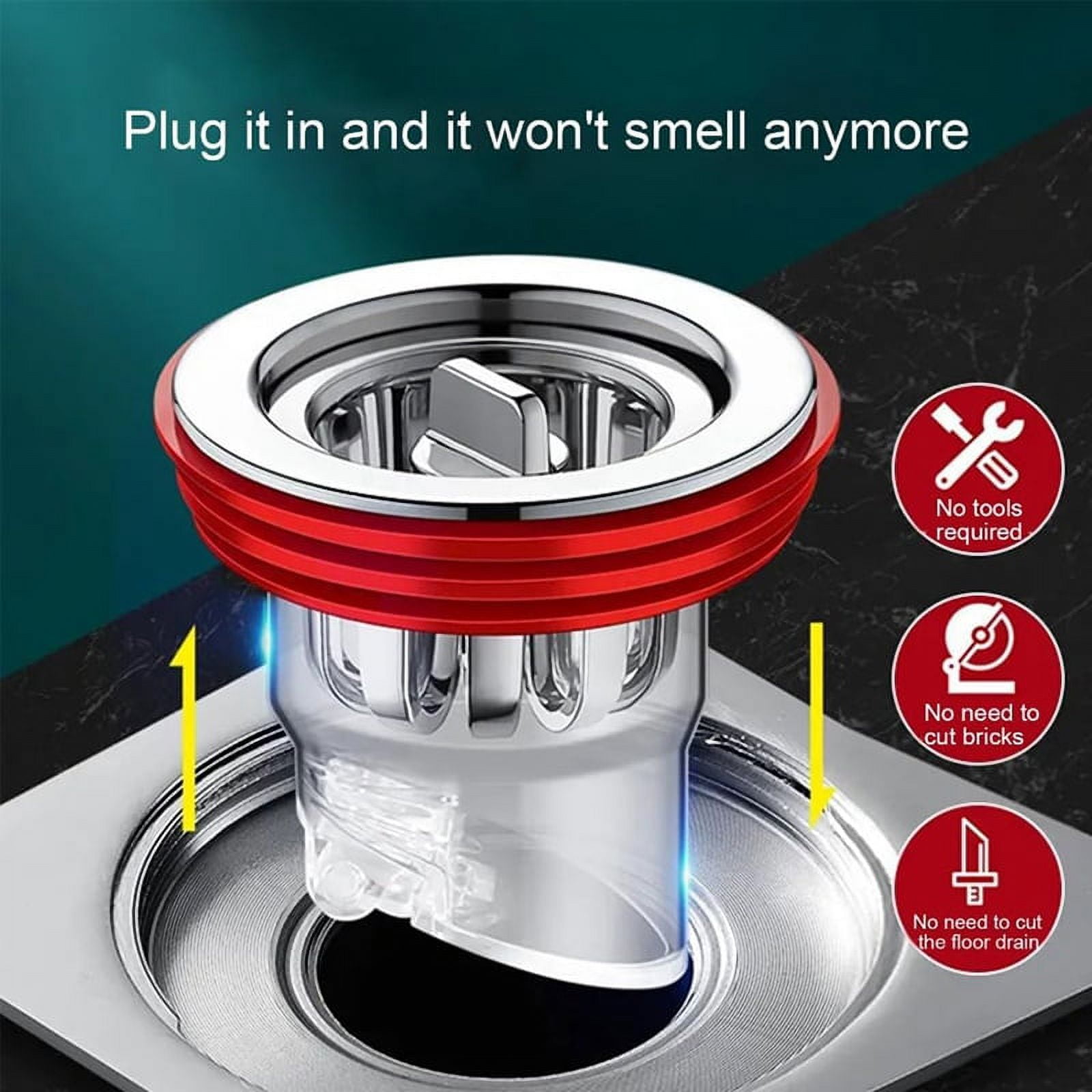 2Pcs Shower Bathroom Kitchen Floor Drain Sewer Anti-Odor Cover Drain ...