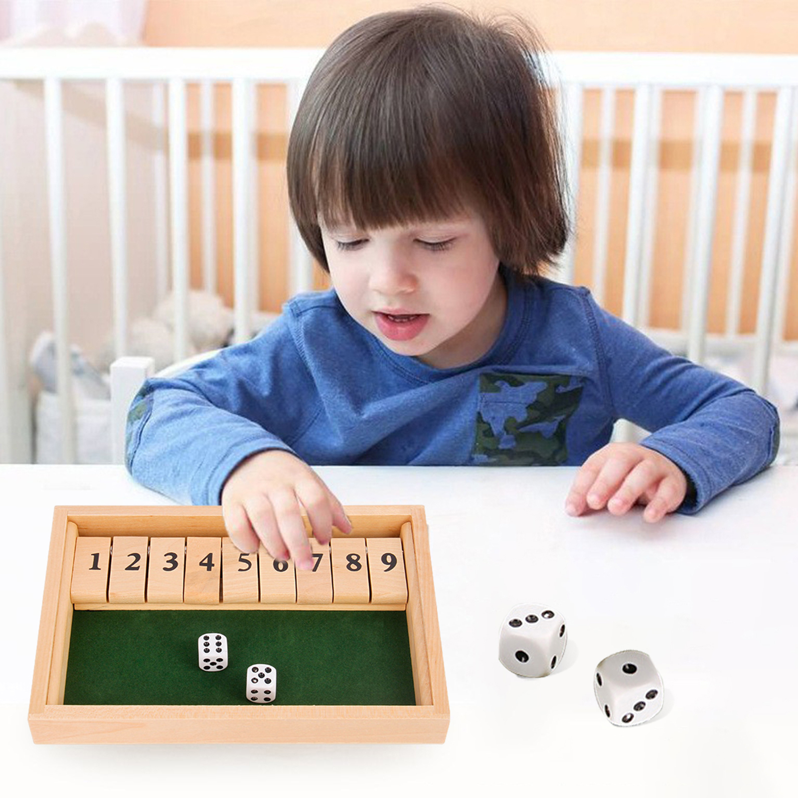 2Pcs Shut The Box Board Game with 4 Dice 2 Players Kids Adults Family ...