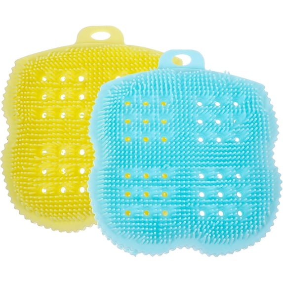 2Pcs Silicone Body Scrubber Brush and Scalp Massager Shampoo Brush ...