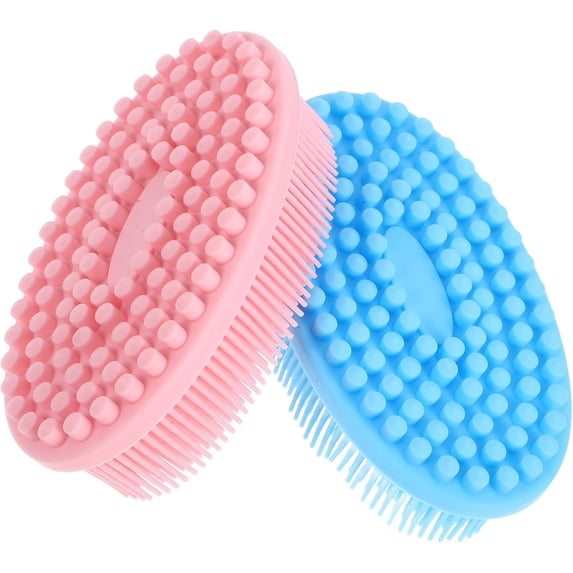 2Pcs Silicone Body Scrubber Exfoliating Shower Brush Soft Dual-Sided ...