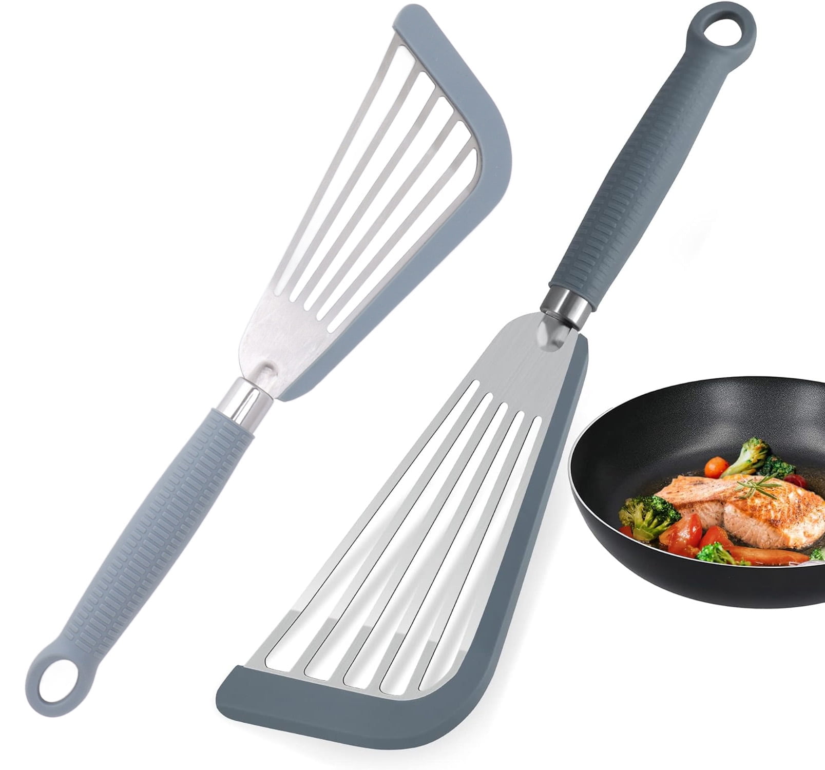 2Pcs Silicone Fish Spatula For Nonstick Cookware, Slotted Spatula ...