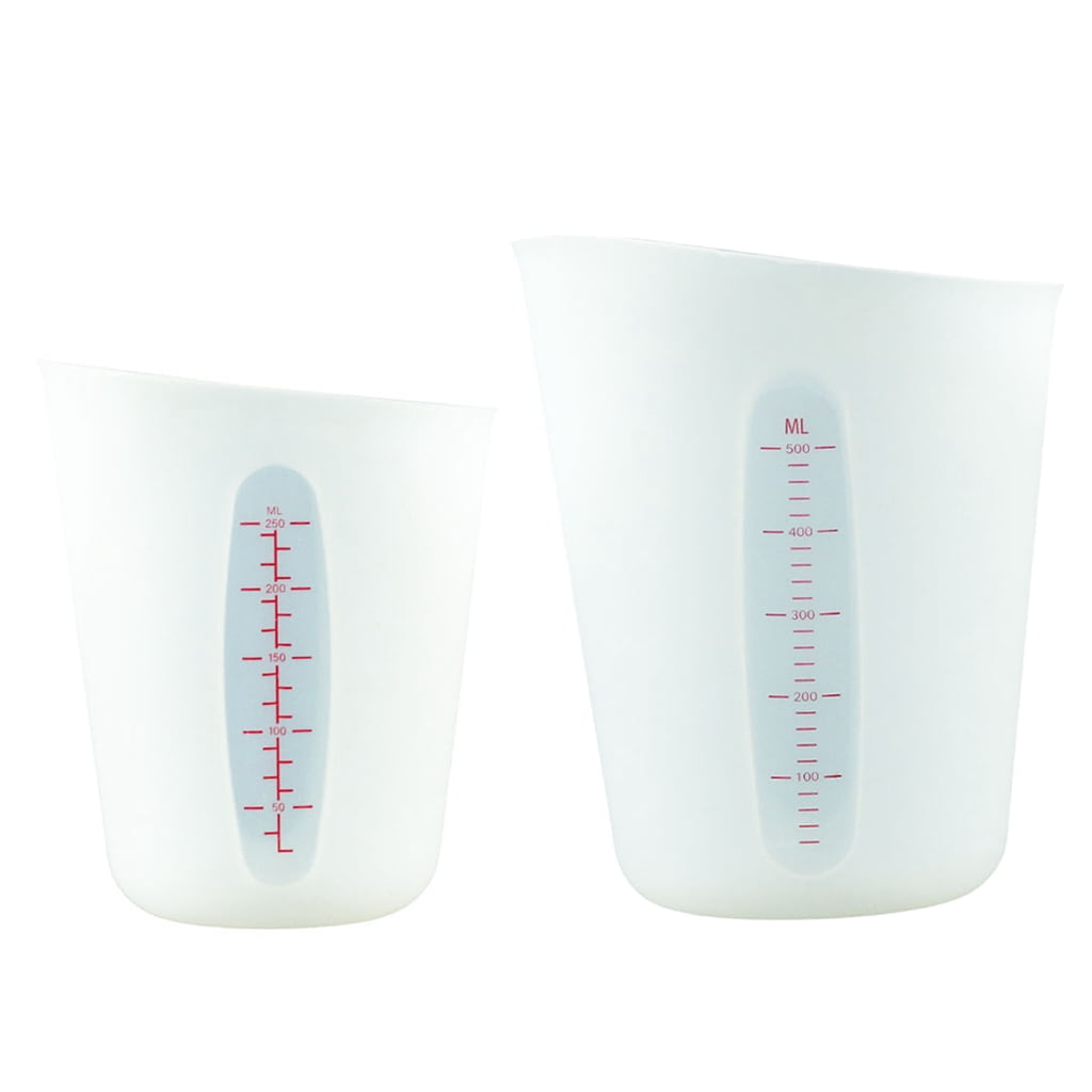 2Pcs Silicone Measuring Glass Set 250ml and 500ml Mixing Cups with ...